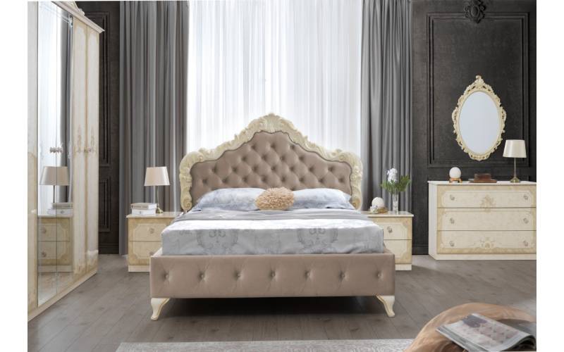 Спален комплект в бял гланц Бренда - Топ Цени | Мебели Онлайн Orhideamebel.com