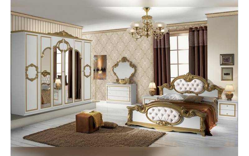 Спален комплект в бял гланц Бренда - Топ Цени | Мебели Онлайн Orhideamebel.com