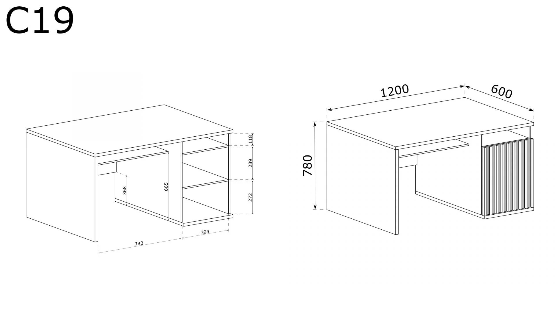 Бюро Cali C-19 - Топ Цени | Мебели Онлайн Orhideamebel.com