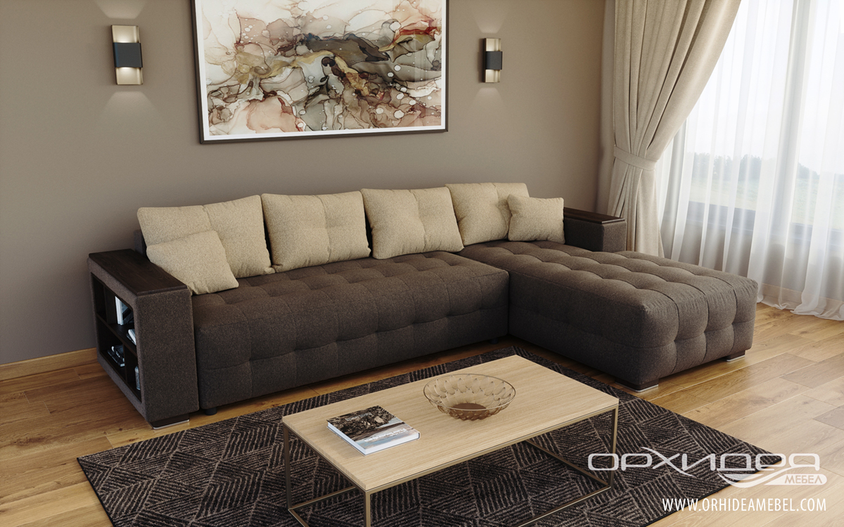 Ъглов диван Леон с твърда основа - Топ Цени | Мебели Онлайн Orhideamebel.com