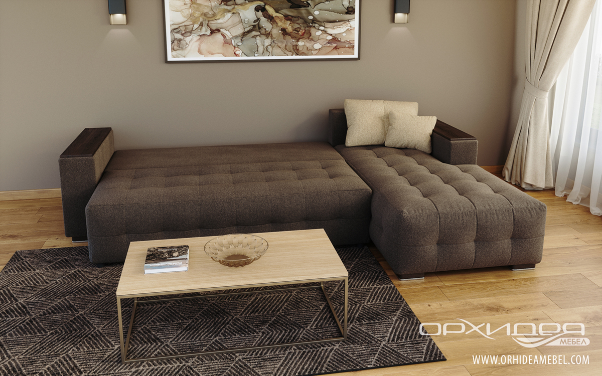 Ъглов диван Леон с твърда основа - Топ Цени | Мебели Онлайн Orhideamebel.com