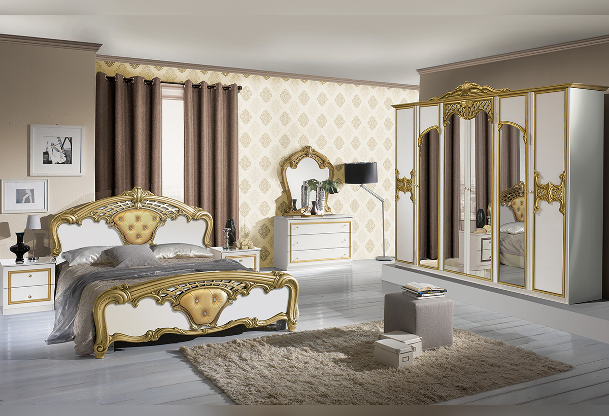 Спален комплект Eva бяло със златно - Топ Цени | Мебели Онлайн ...